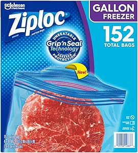 Ziploc Bolsas Reutilizables para Congelar Alimentos, 152 Bolsas de Tamaño Grande. : Amazon.com ...