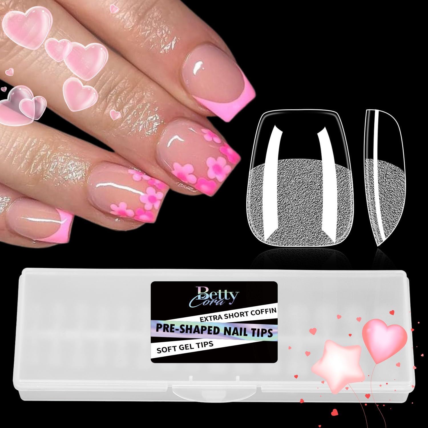 Amazon.com: Short Coffin Nail Tips, BettyCora Coffin Soft Gel x Nail ...