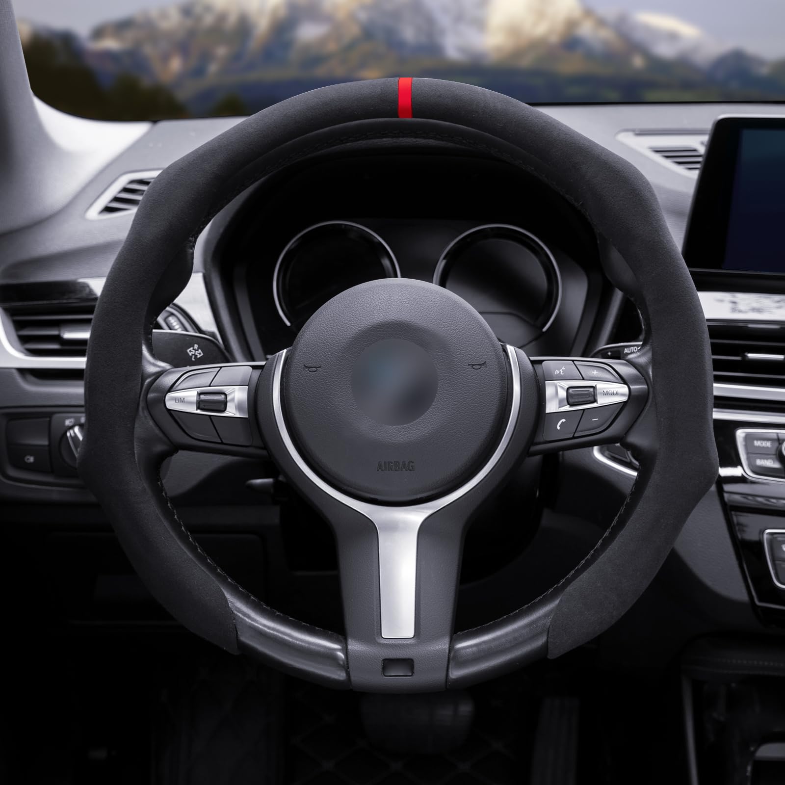 Car Steering Wheel Cover Suede 15 inch Steering Wheel Grip Snap on ...