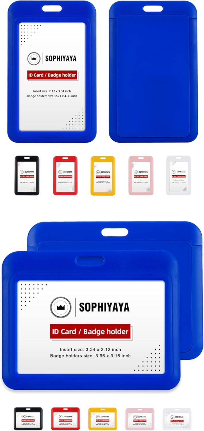 Amazon.com : 2 Pack Sliding ID Badge Holder Hard Plastic Key Card Work ...