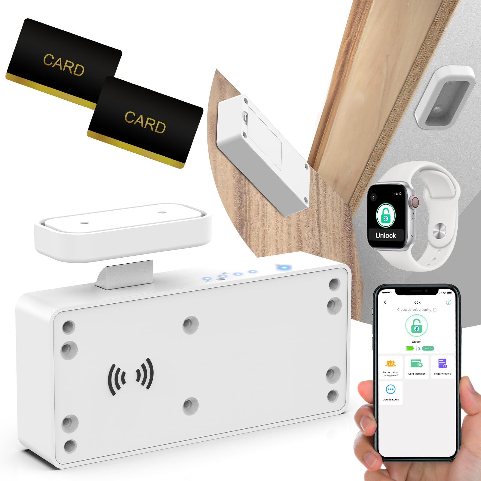 Eseesmart Smart Cabinet Lock, Hidden RFID Keyless Electronic Bluetooth ...