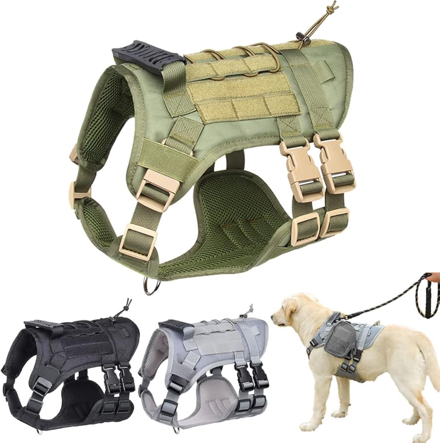 Amazon.com : Dog Tactical Vest Harness Nylon Dog Harness Military Working Dog Vest No Pulling ...