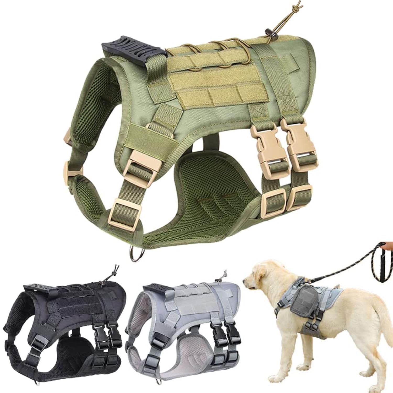 Peitoral tático para cães, de nylon, para cães de trabalho militar, sem ...