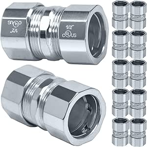 Tewloss 10 Pack Steel Compression Rigid Coupling, 1/2 Zinc Plated Steel ...