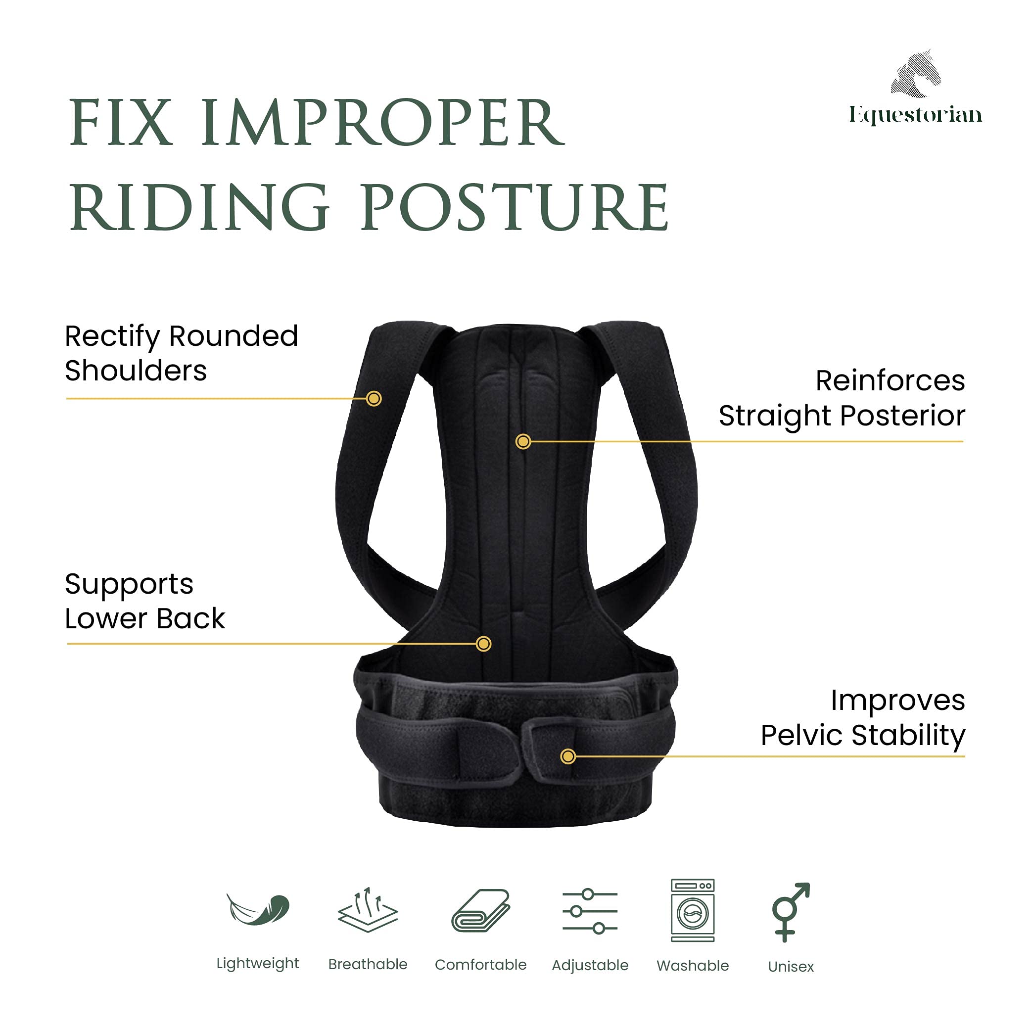 Equestorian Upper Back Support Posture Corrector to Improve Your Riding ...