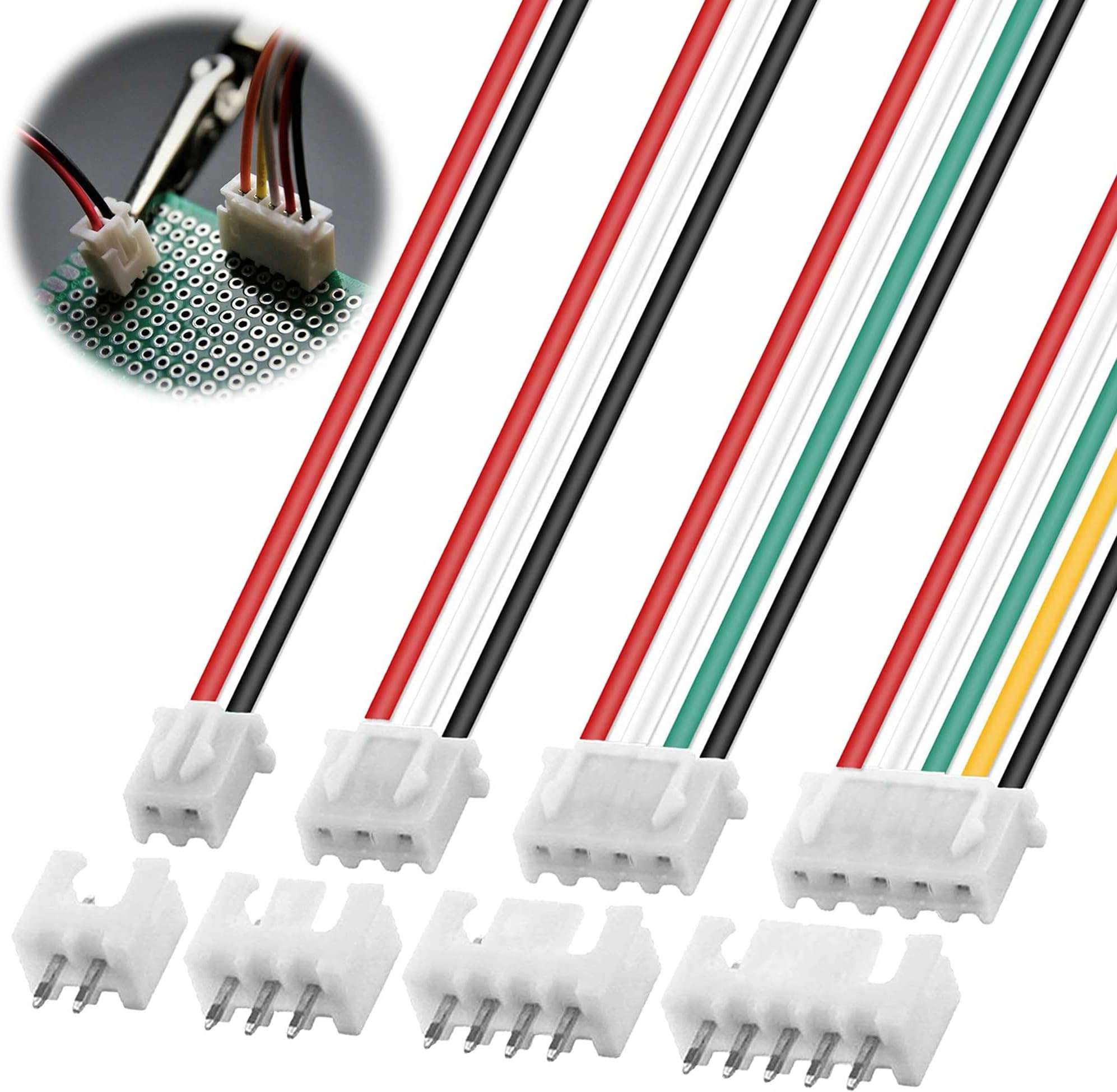 Amazon.com: ALAMSCN 30 Pairs JST-XH Connector Kit, XH 2.54mm 2/3/4/5 Pin Header Male and Female ...