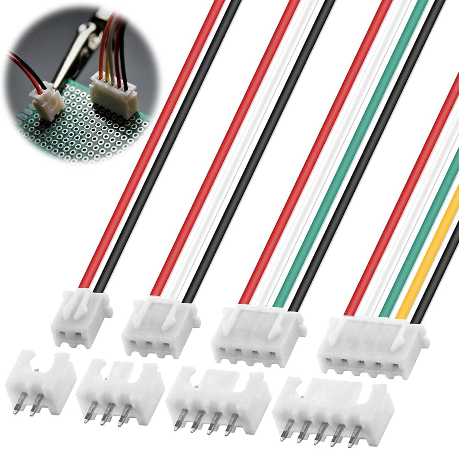 Amazon.com: ALAMSCN 30 Pairs JST-XH Connector Kit, XH 2.54mm 2/3/4/5 Pin Header Male and Female ...