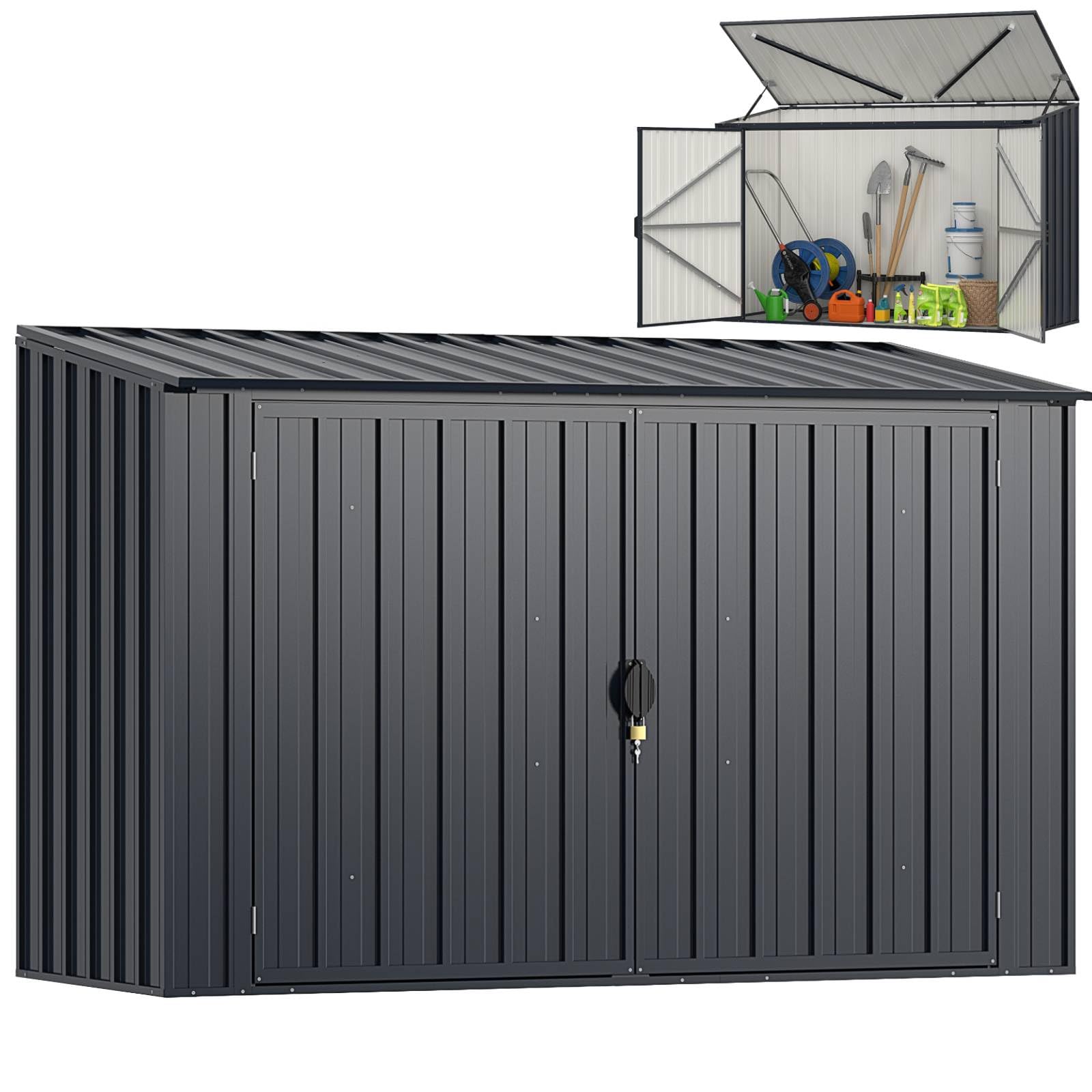 Buy COSTWAY 6 x 3ft Garden Storage Shed, Galvanized Metal Garden Shed ...