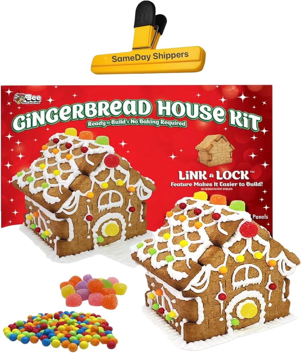 Amazon.com : Gingerbread House Kit With E-Z-Build Roof Holder, Large ...