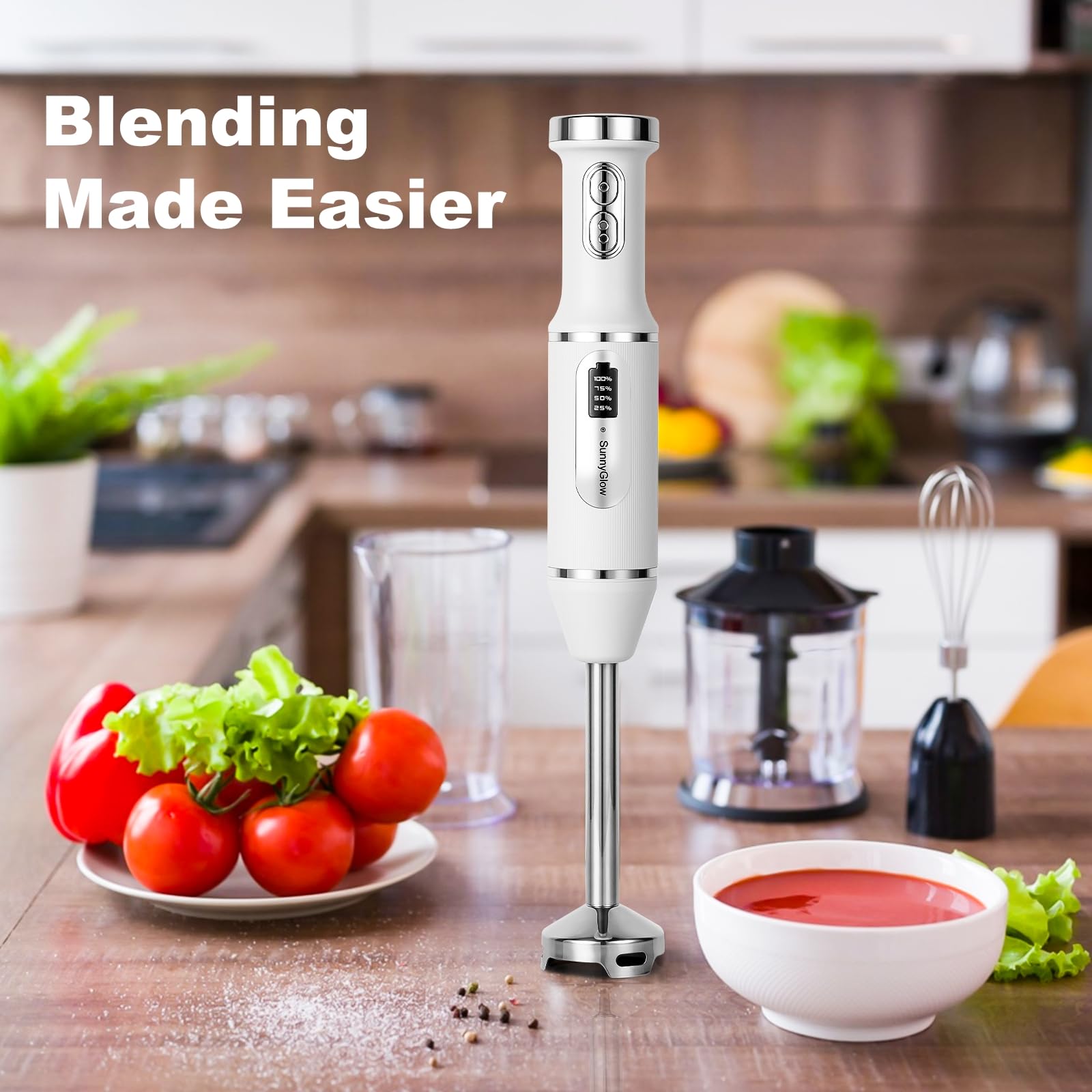 Cordless Hand Blender: Rechargeable Cordless Immersion Blender Handheld ...
