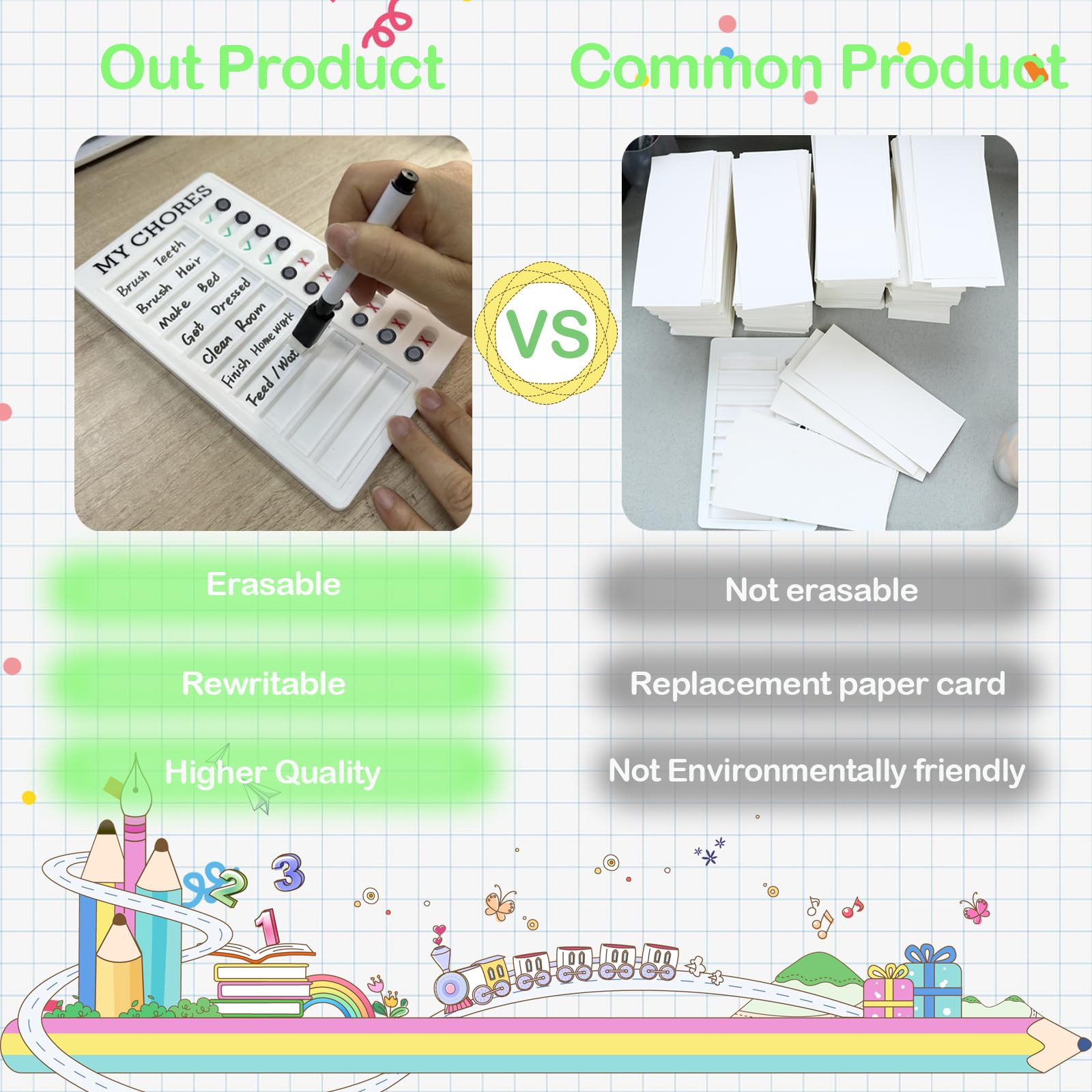 Snapklik.com : Erasable Chore Chart For Kids