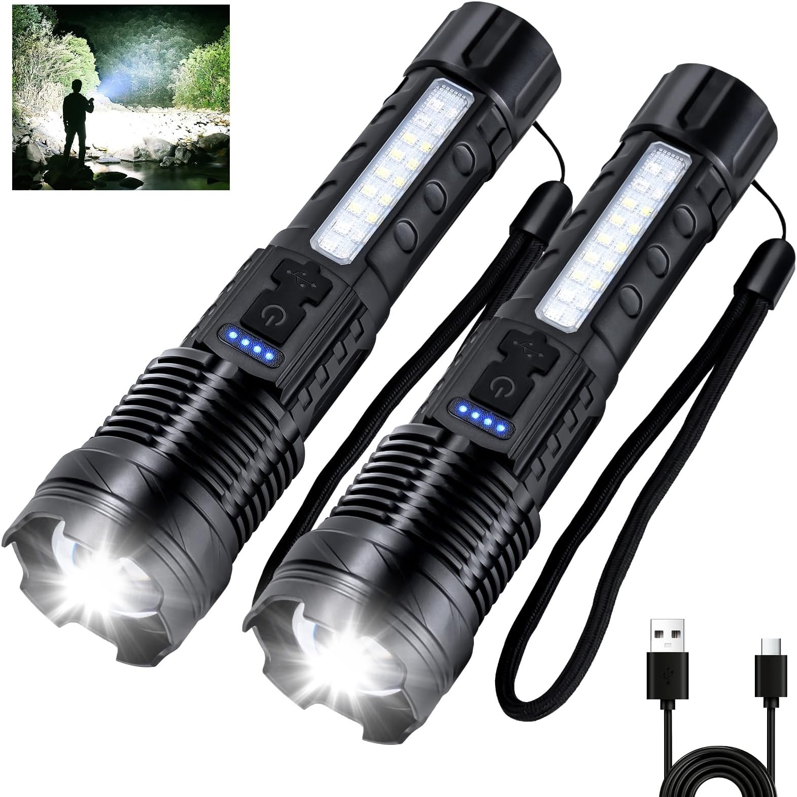 Rechargeable Flashlights High Lumens 2 Pack, Sogidon 990,000 Lumens ...
