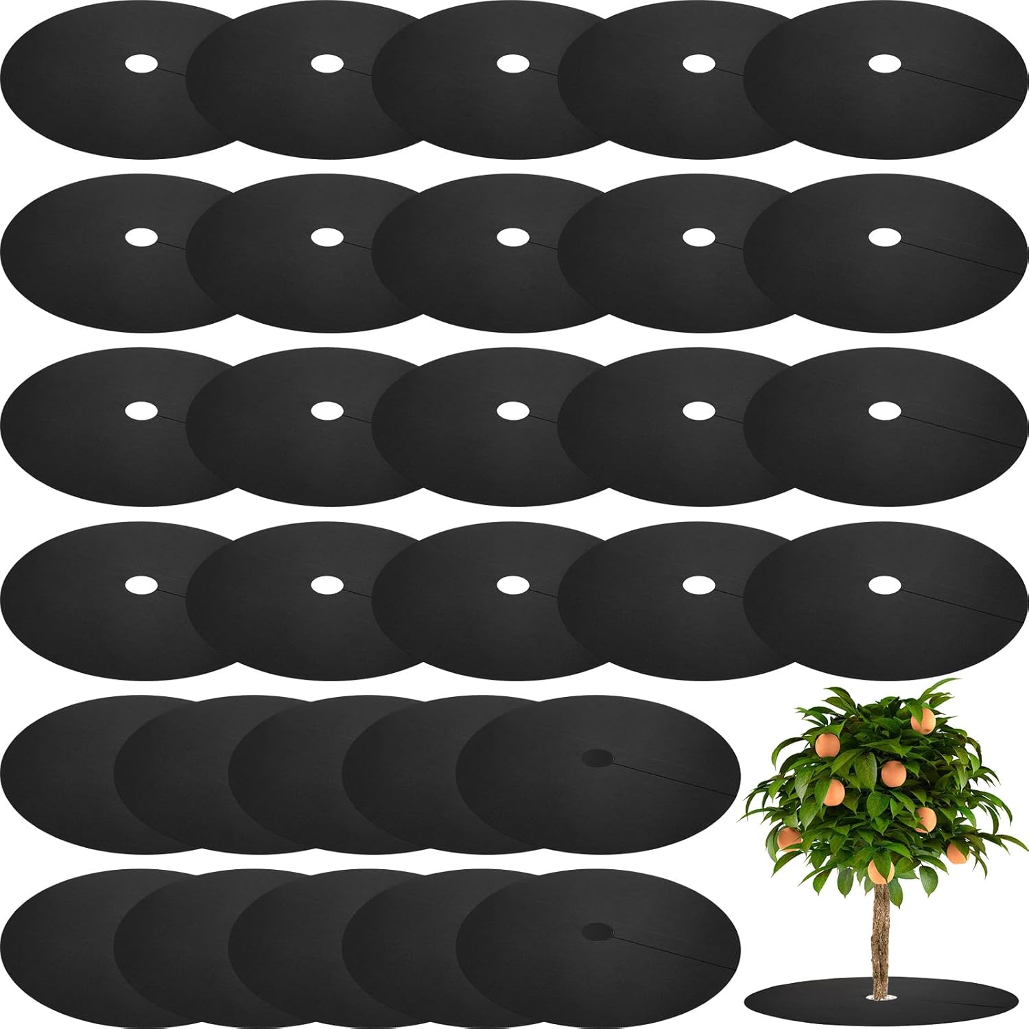 Amazon.com : Macarrie 30 Pieces Weed Barrier Mats Non Woven Tree Mulch ...