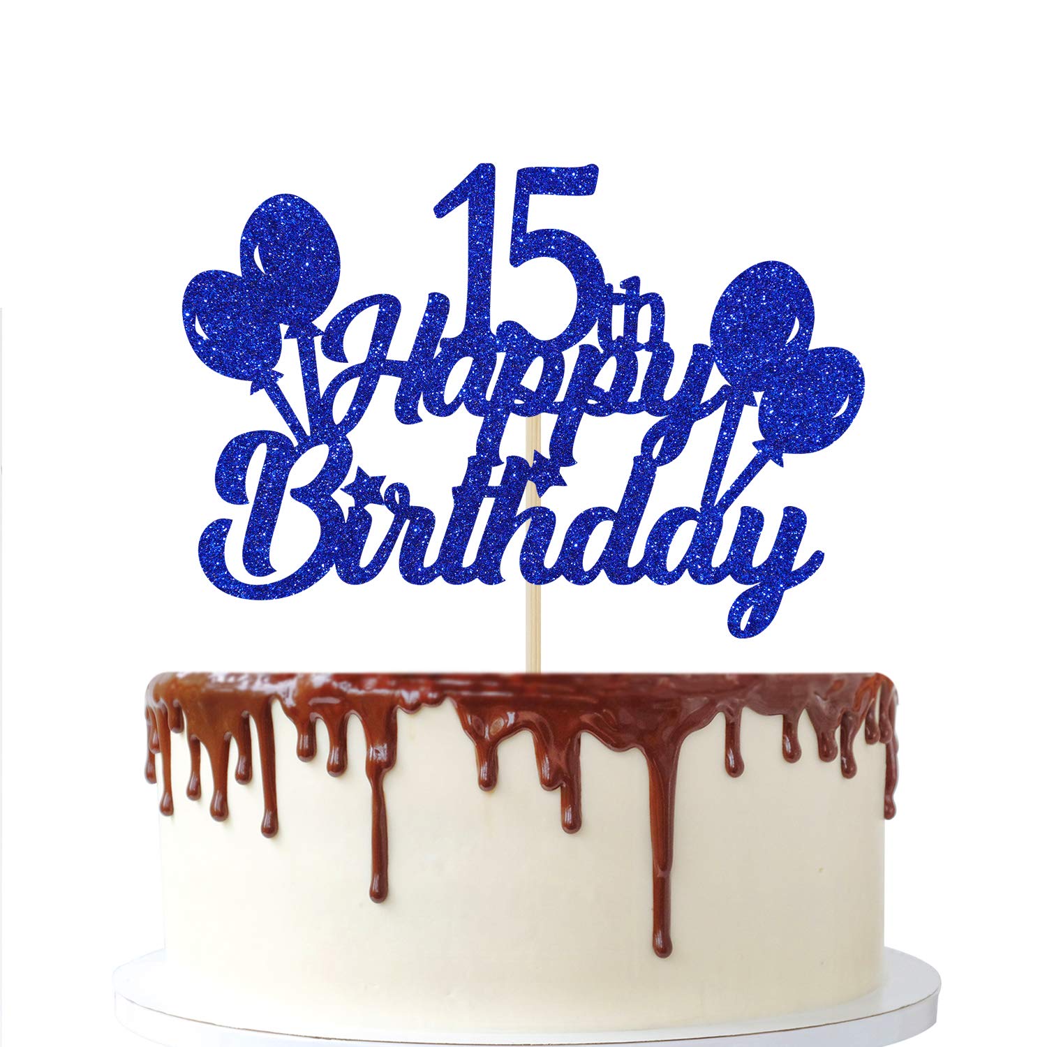 Buy Blue Glitter Happy 15th Birthday Cake Topper - 15 and Fabulous ...