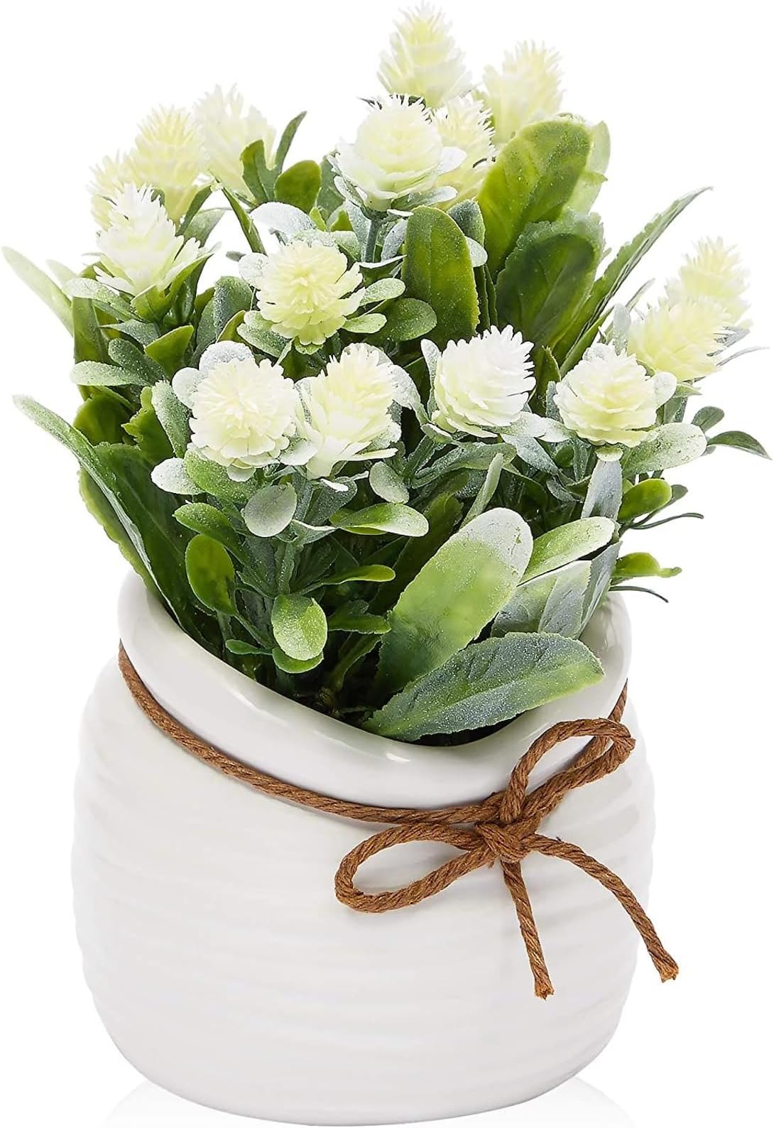 Amazon.com: Juvale White Artificial Flowers with Small White Vase ...