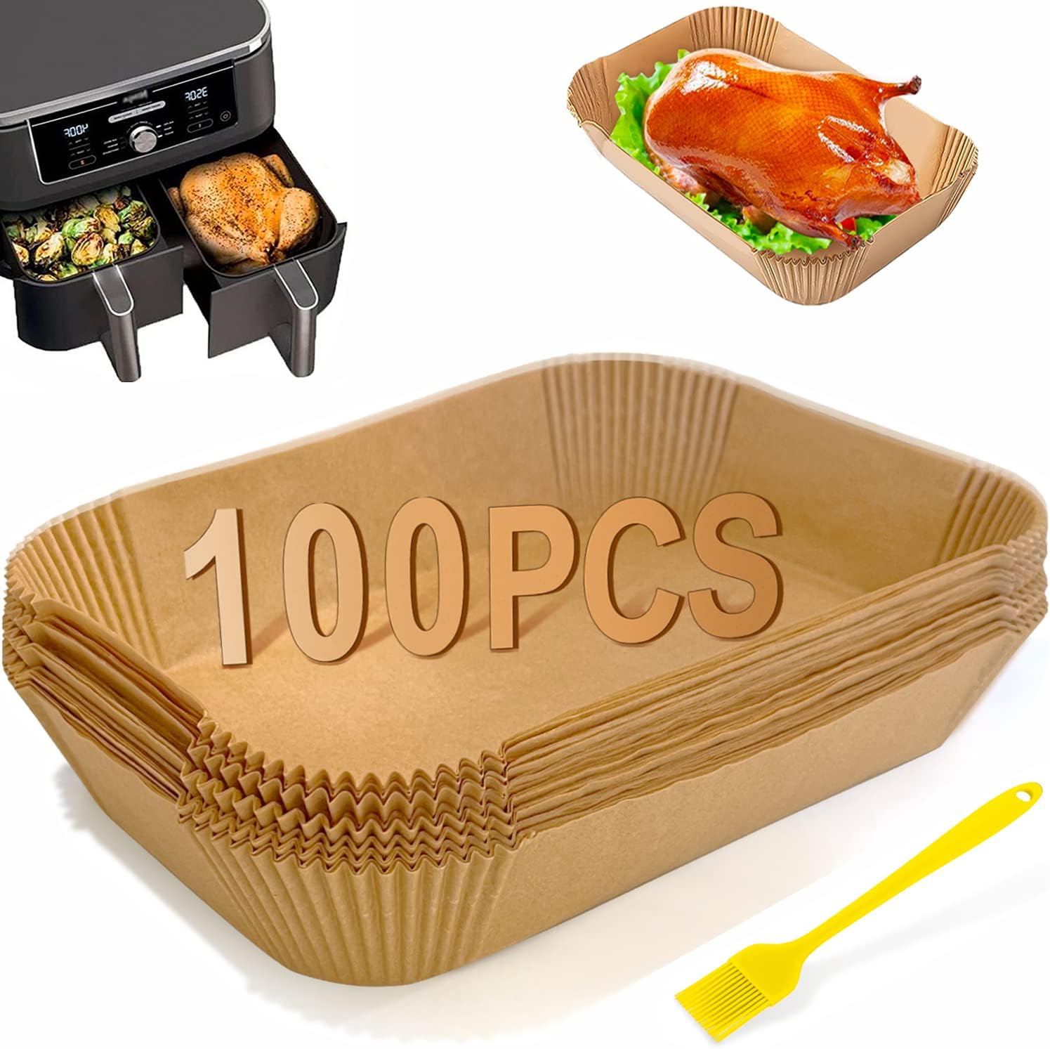 FEEZOM Air Fryer Disposable Paper Liners, 100PC Liners for Ninja Air ...