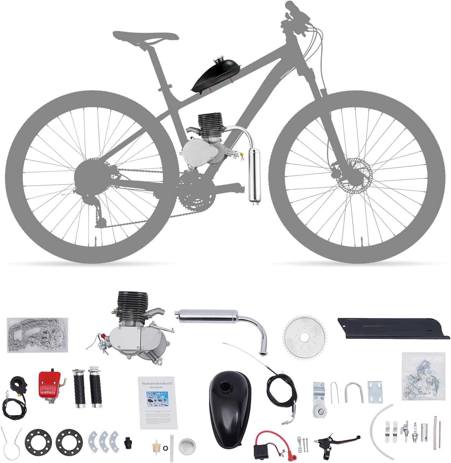 Amazon.com: Bike Motor Kit,100cc Bicycle Engine Kit 2 Stroke Motorized ...