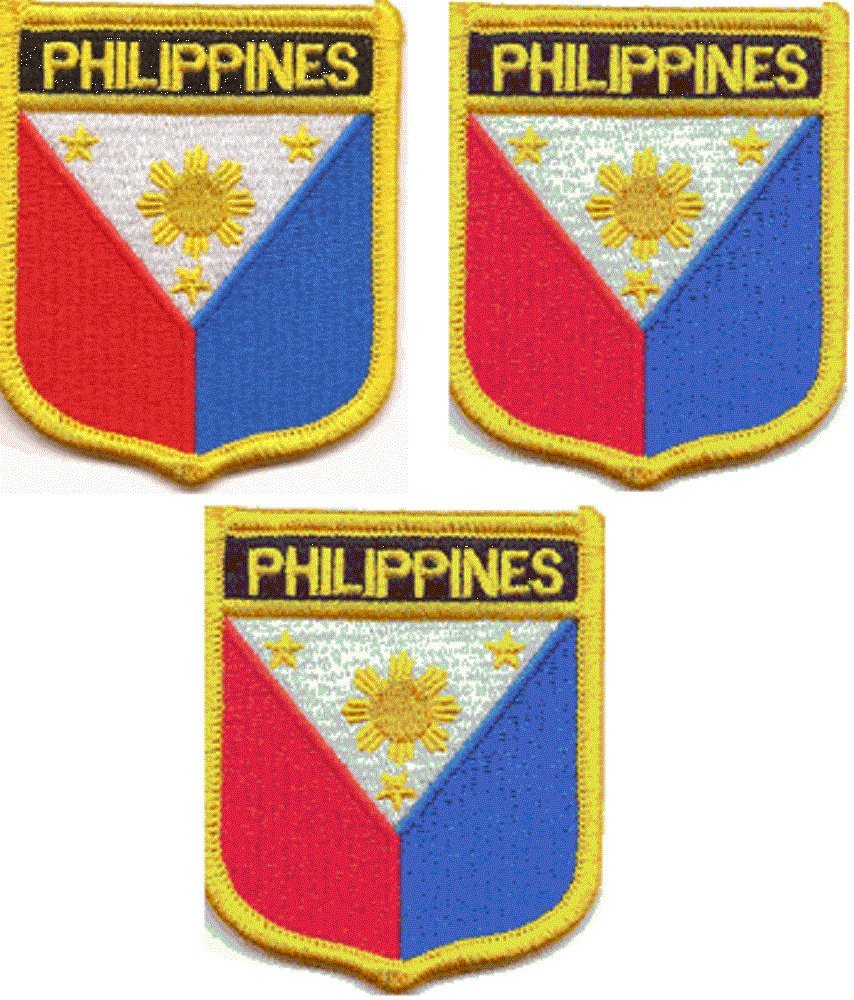Amazon.com: 3 Pack Set of Philippines Shield Flag Patches, Filipino ...