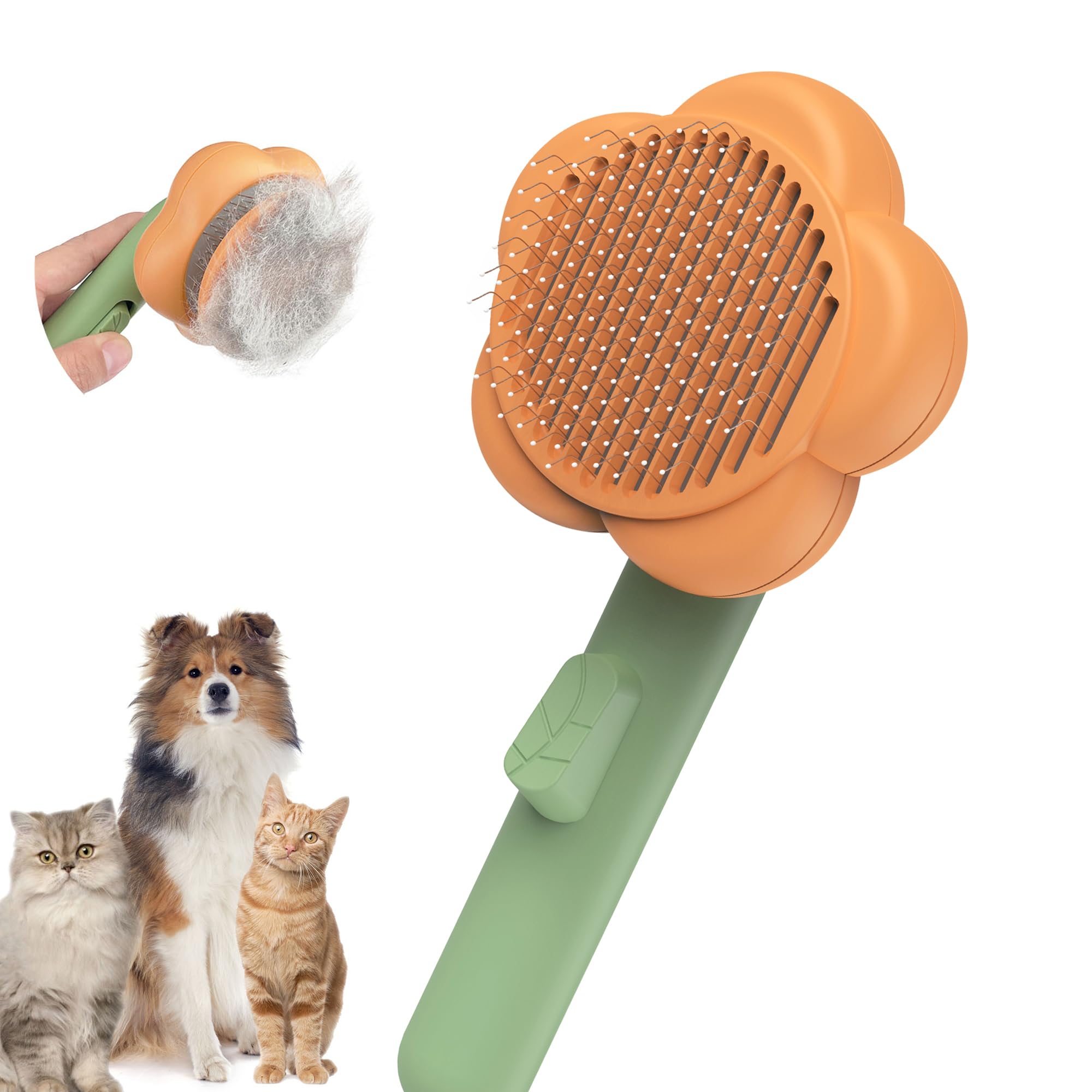 Amazon.com: Ptlom Pet Grooming Brush Cat Deshedding Brush, Self ...