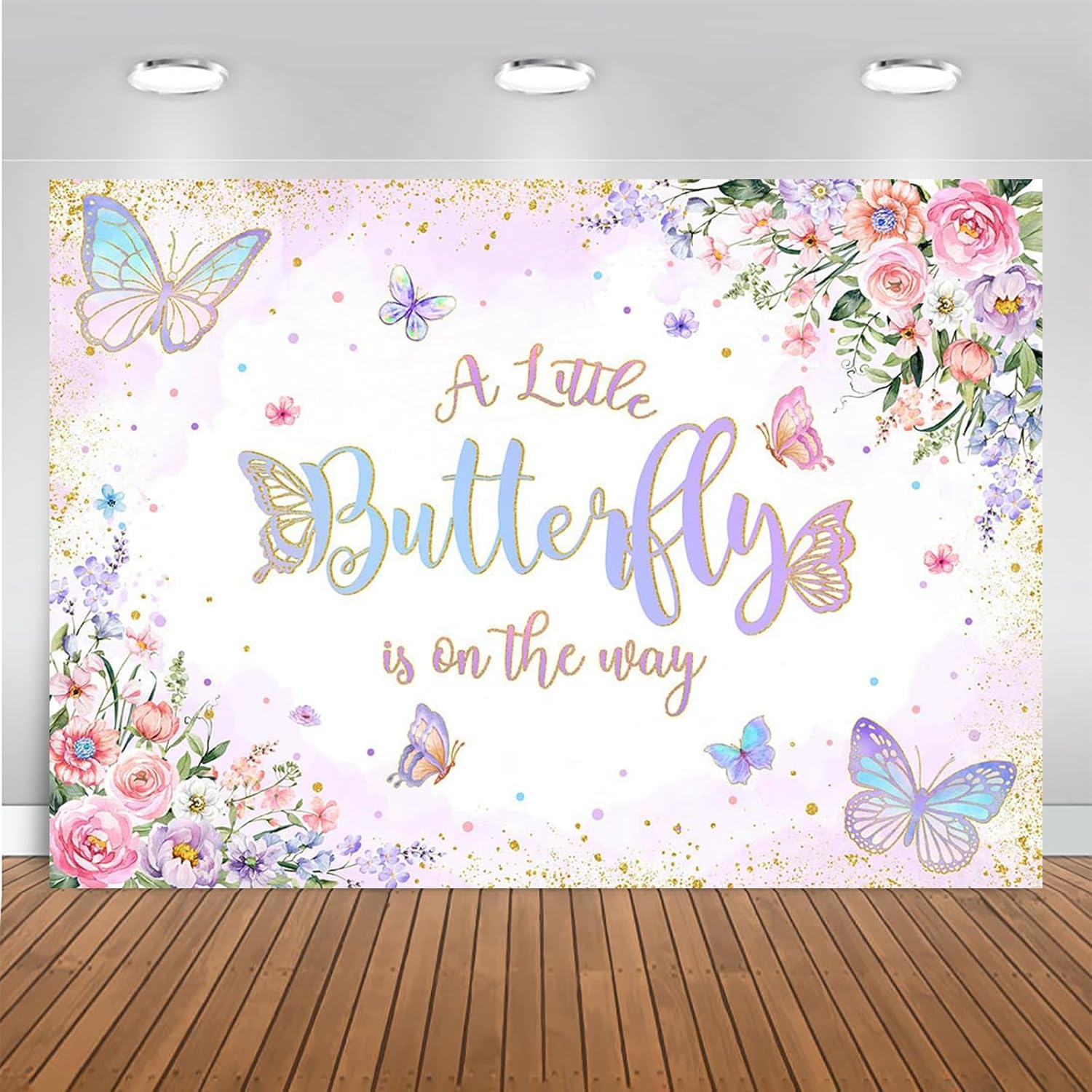 Amazon.com : Mocsicka Butterfly Theme Backdrop A Little Butterfly is on ...