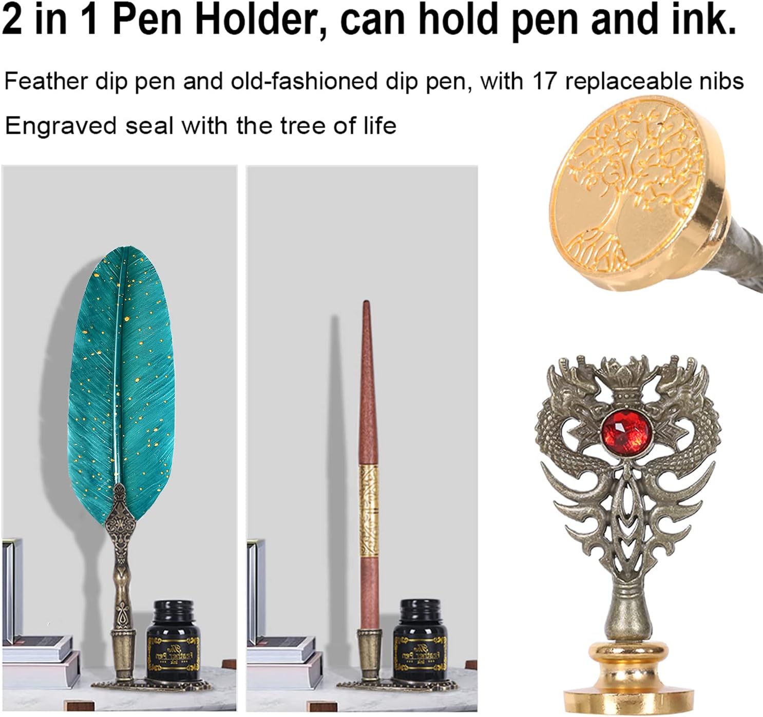 Juego de tinta para caligrafía de plumas, incluye bolígrafo y bolígrafo ...