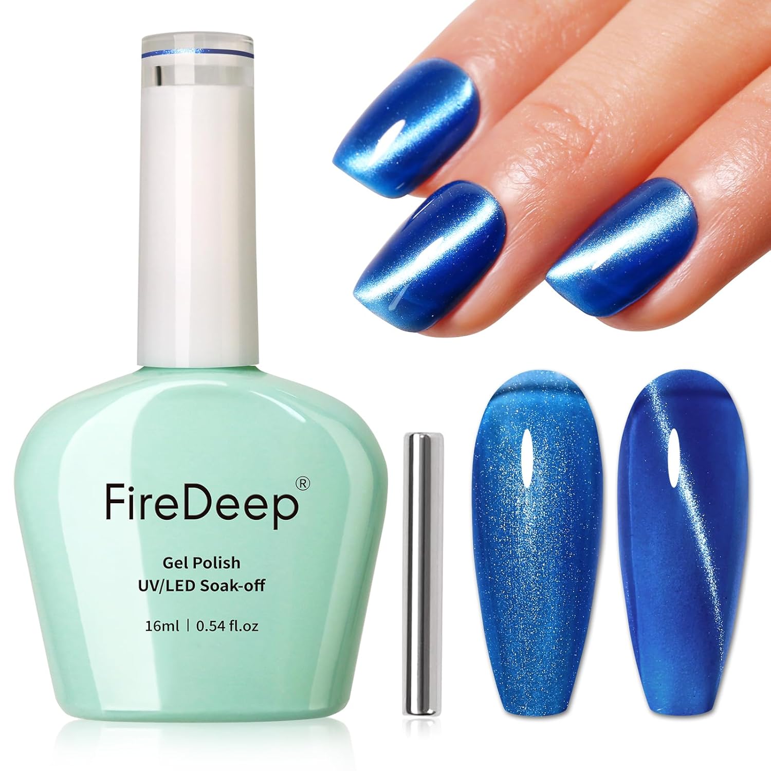 Amazon.com : Firedeep Cat Eye Gel Nail Polish 16ml Sapphire Blue Gel ...