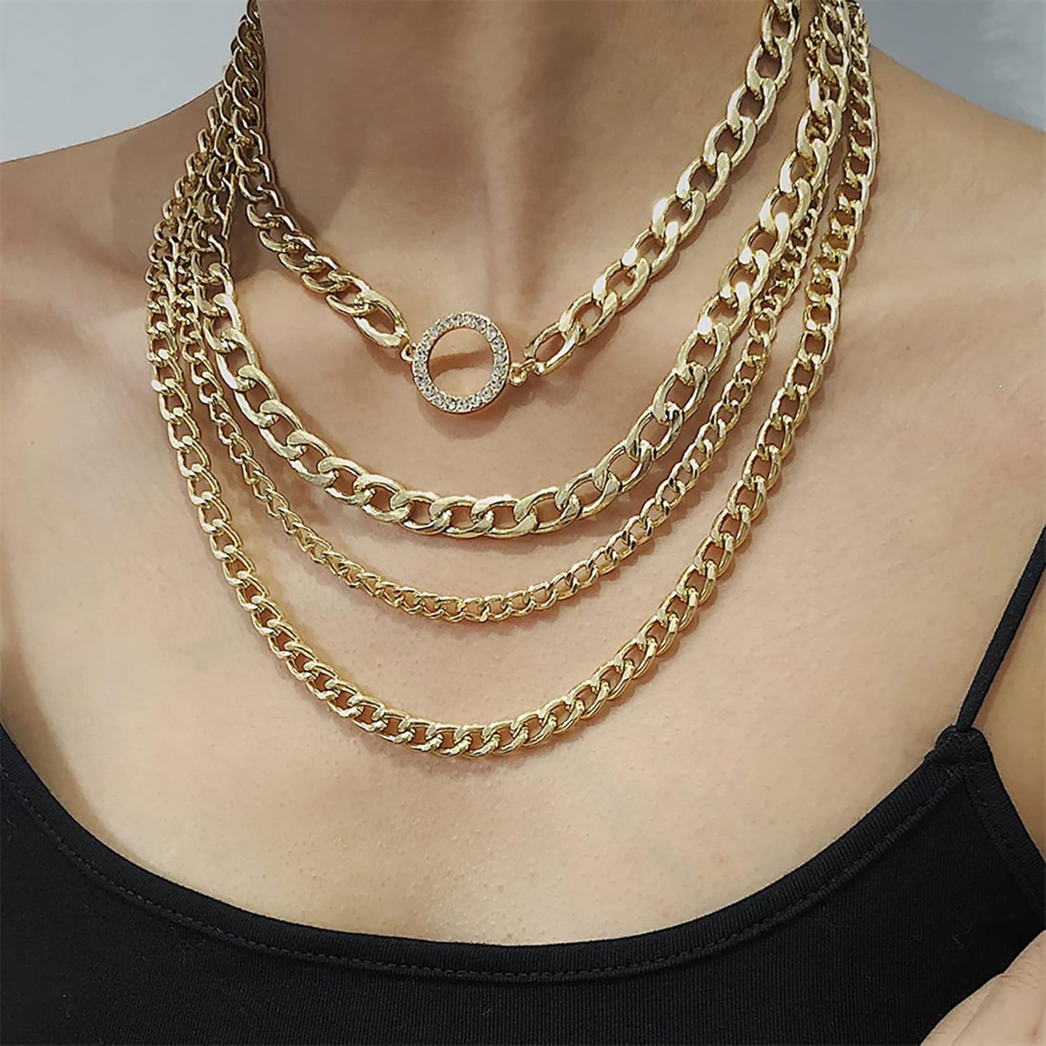 Amazon.com: BUAJIUBUA Link Chain Necklaces Circle Necklaces for Women ...