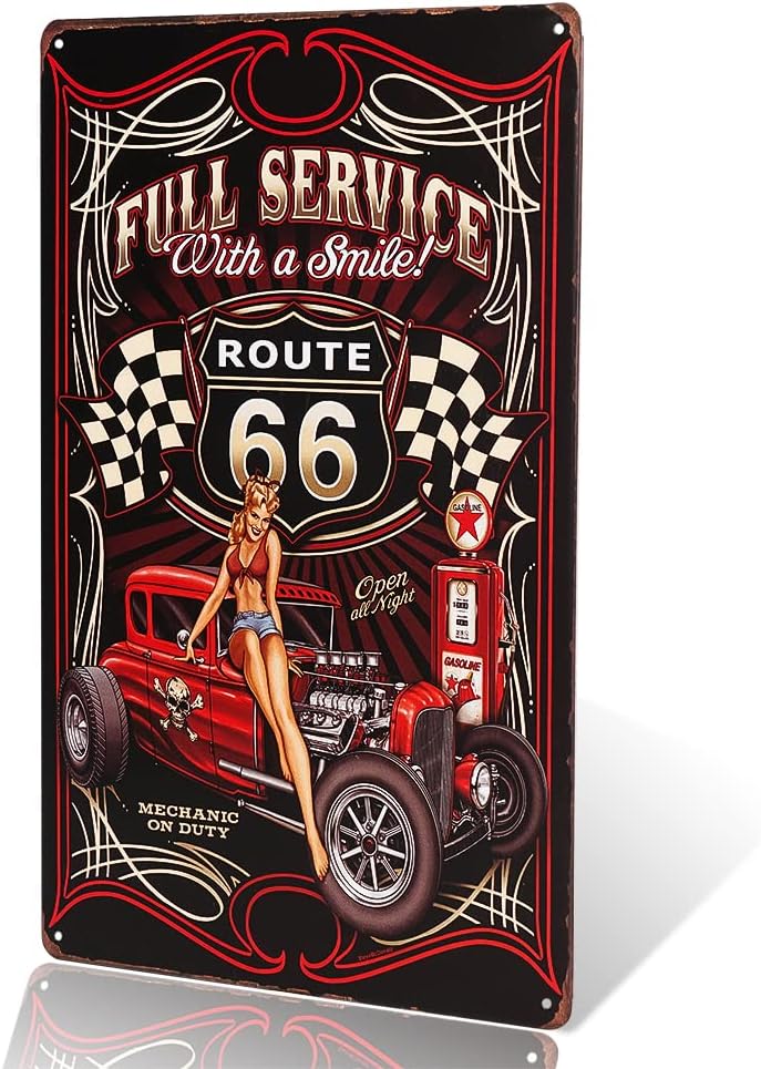 Amazon.com: dingleiever Full Service Hot Rod Route 66 Die Cut Metal ...