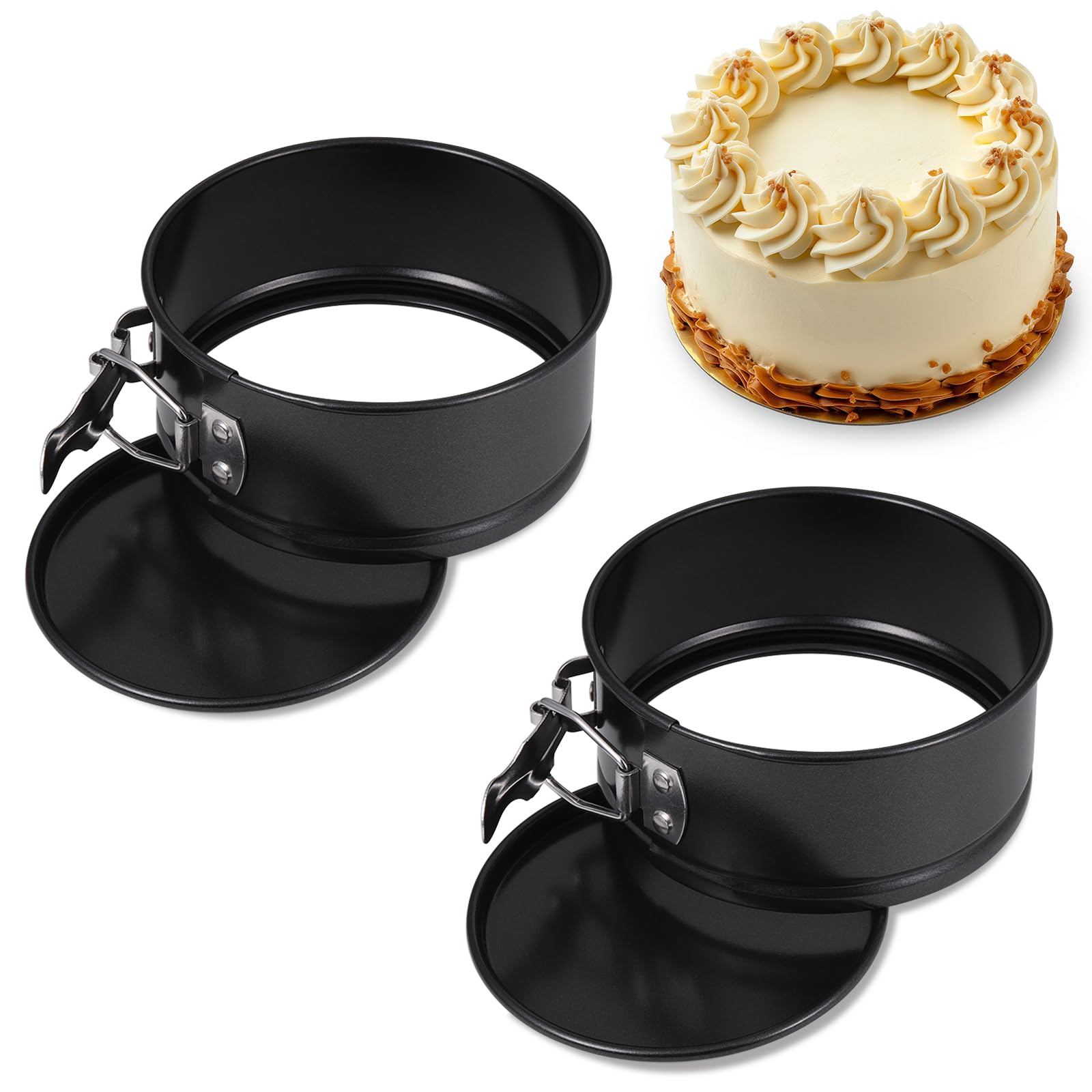 Zocipro Pack of 2 Springform Cake Tins 11 cm Round Mini Cake Tin Baking ...