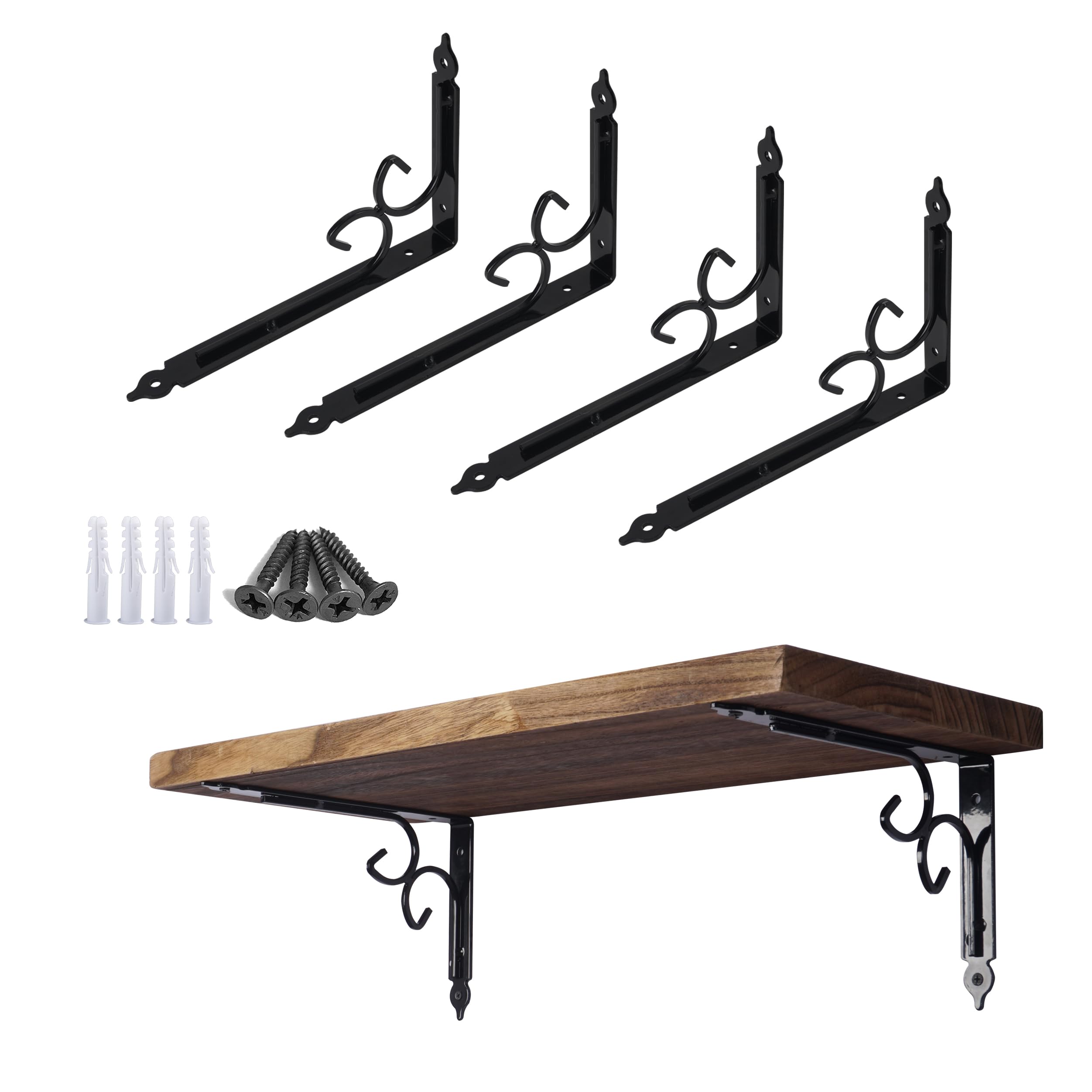 Amazon.com: OVOV Shelf Brackets 4 Pcs Heavy Duty Decorative 12 Inch ...