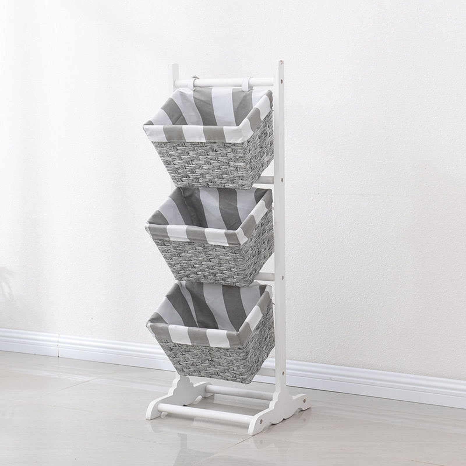 Amazon.com: 3-Tier Floor Stand with Water Hyacinth Storage Baskets,with ...