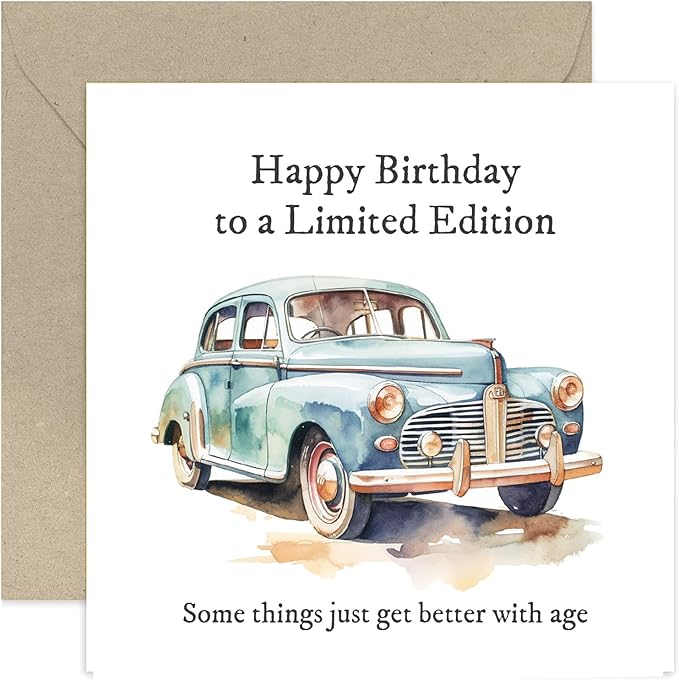 Old English Co. Vintage Car Happy Birthday Card for Men - Sports Car ...