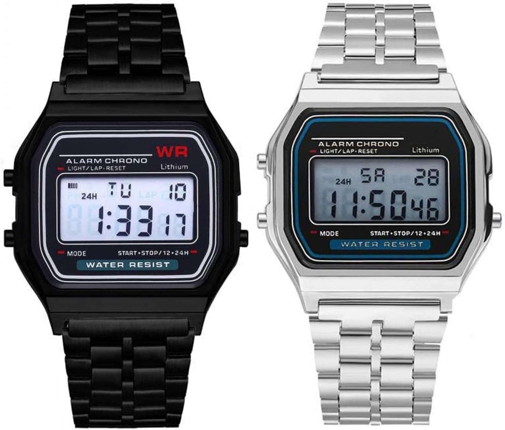 Casio Vintage A-158WA-1Q Digital Grey Dial Unisex Watch Silver Metal ...