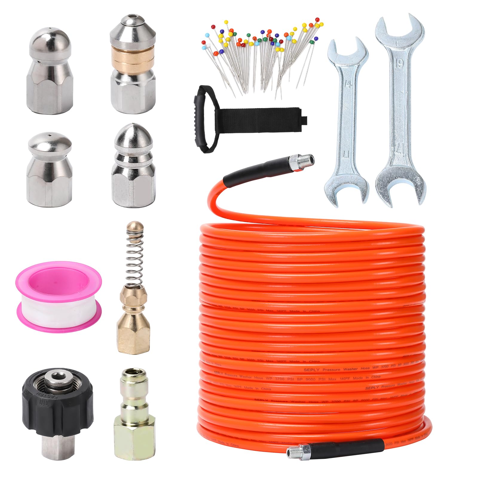 Amazon.com: Sewer Jetter Kit for Pressure Washer 100FT, Jet Drain ...