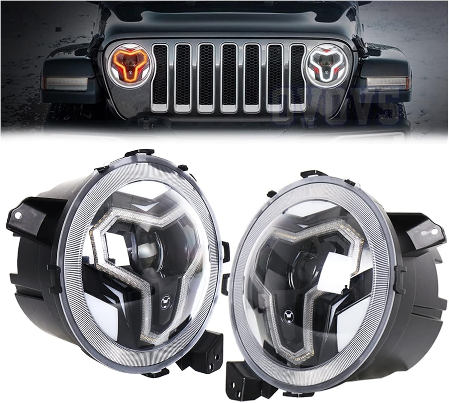 Amazon.com: DIAJA Universal Headlamp 2X9inch LED Headlight with White ...