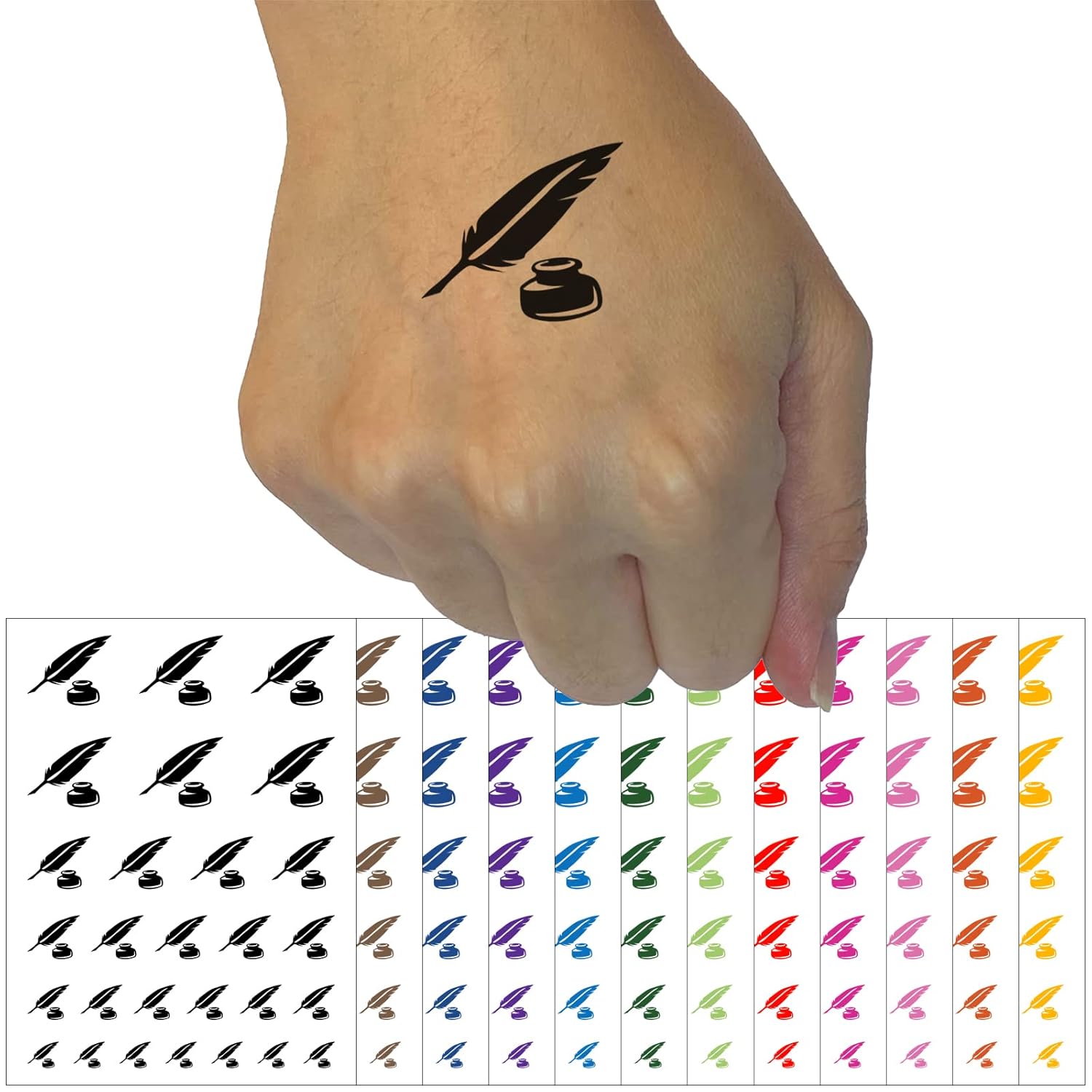 Amazon.com : Quill Feather Pen and Ink Temporary Tattoo Water Resistant ...