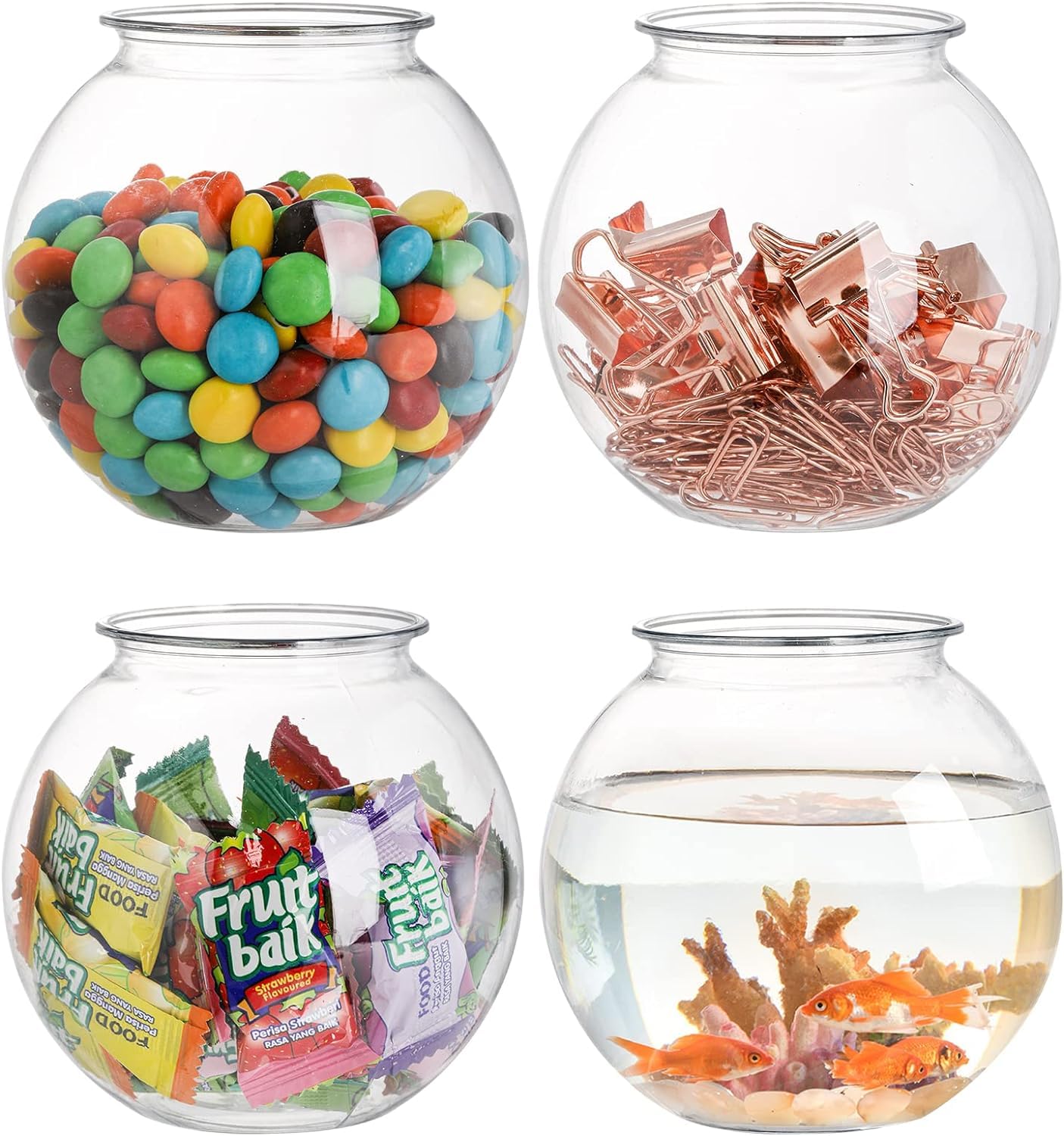 Lyfelights Mini Cocktail Fish Bowl 4 Pack, Pint Size, 110 Diameter ...