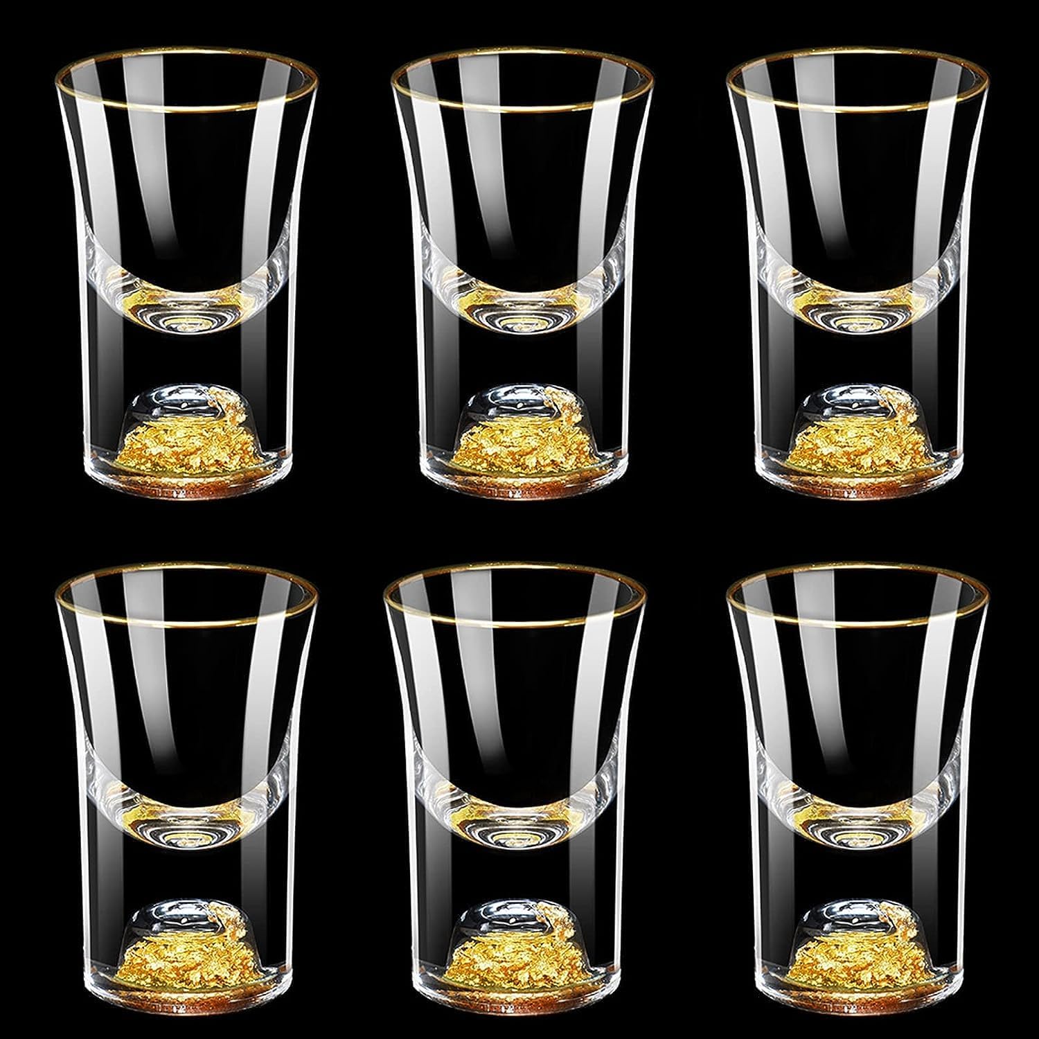 YBCPACK 20ml Gold Shot Glasses Set of 6, Tequila Shot Glasses Set ...