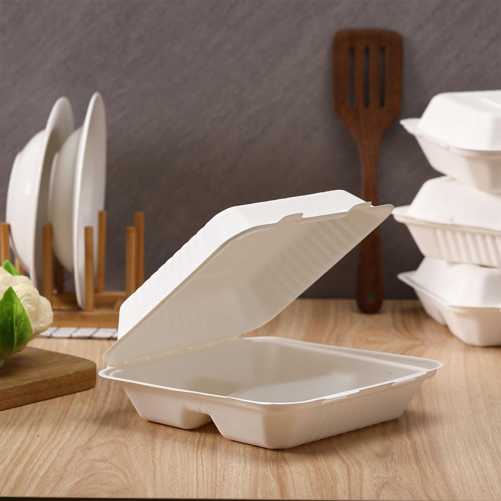 Snapklik.com : Hushee 60 Pcs Foam Hinged Lid Containers 3 Compartment ...
