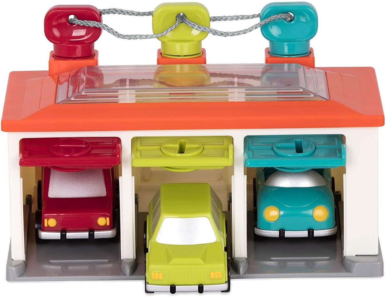 TOWO Zig Zag Car Slide with 4 Wooden Cars & Roof Top Park Playsets ...