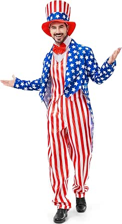 Amazon.com: Boveco Uncle Sam Costume 4th of July for Men 6pcs Deluxe ...