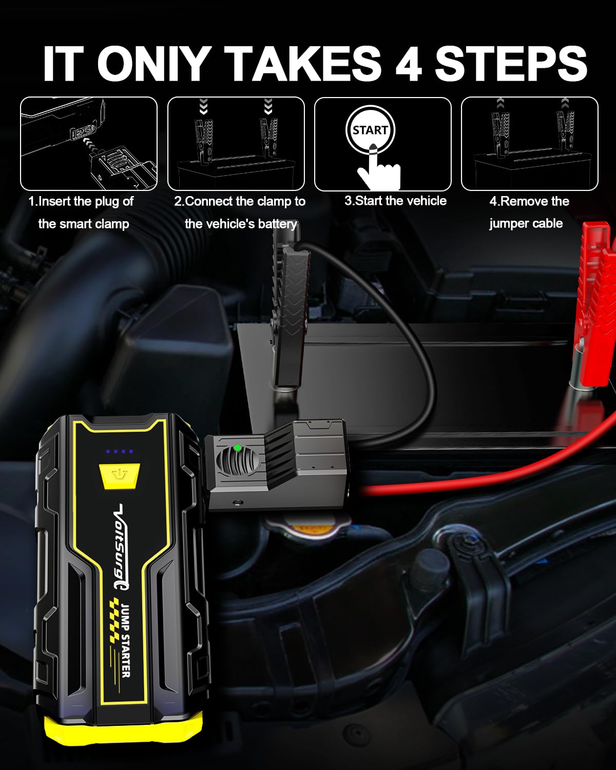Snapklik.com : Car Jump Starter, 2000A Battery Jumper Starter Portable ...