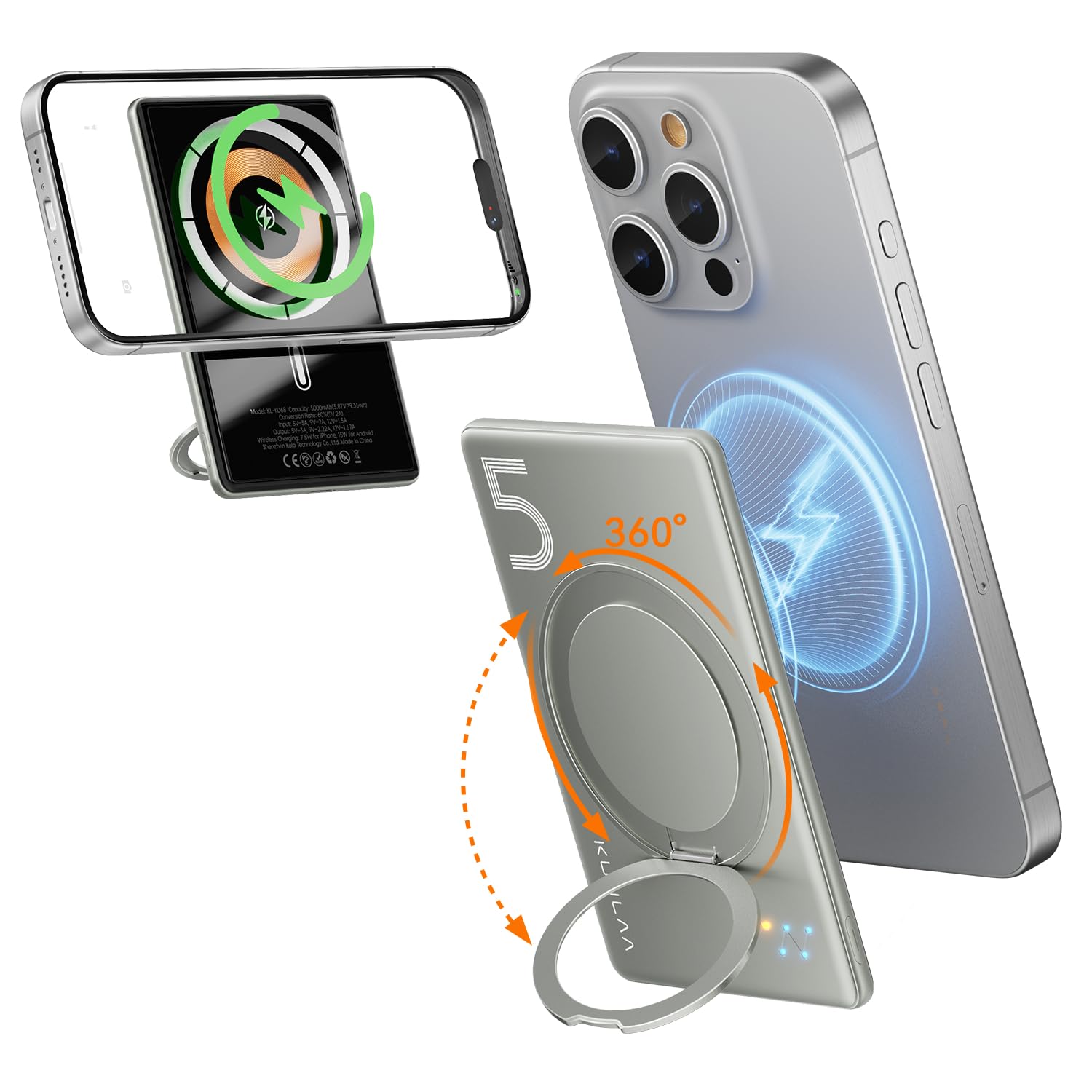 Kuulaa Magsafe Power Bank Slim 5000mAh Magsafe Battery Pack 8mm ...