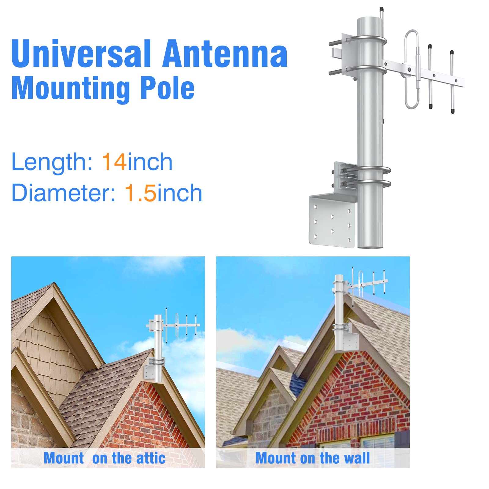 Snapklik.com : CZNGY Universal Antenna Mounting Bracket Kit, Silver ...