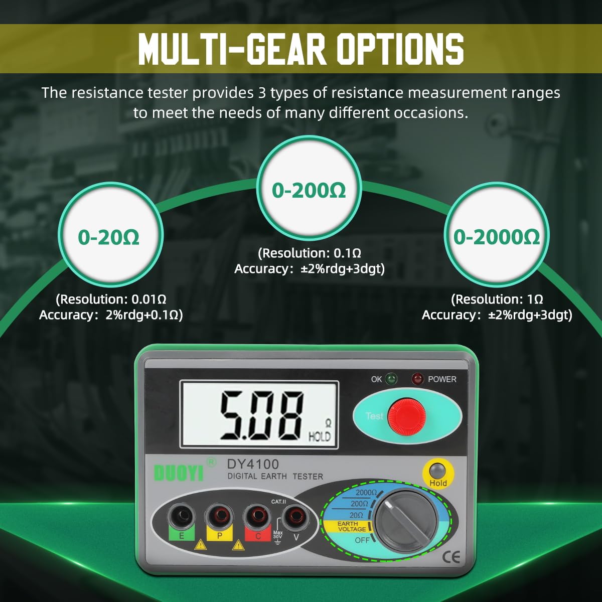 Snapklik.com : DUOYI Digital Earth Ground Resistance Tester,0-2000 Ohm ...