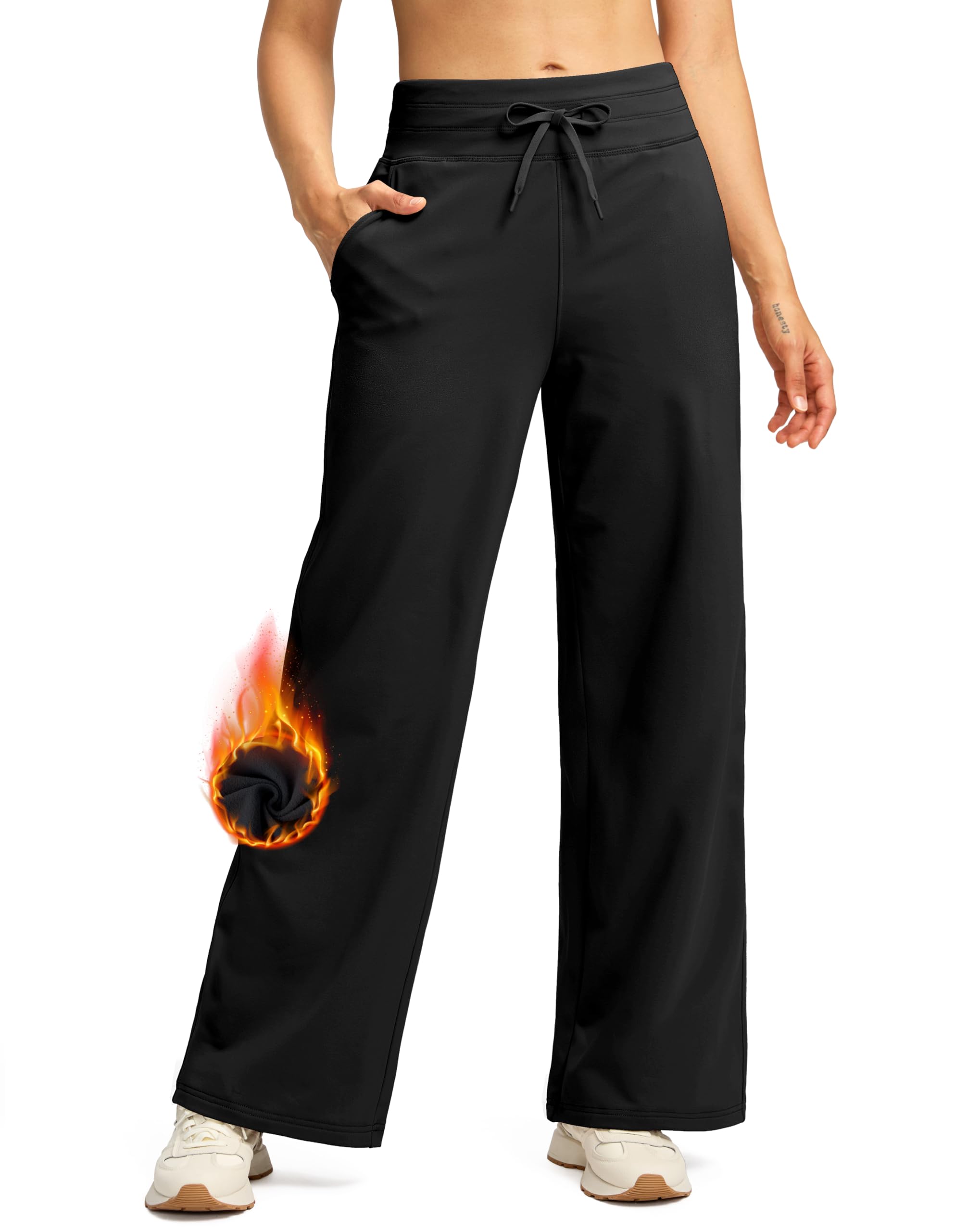 Amazon.com: SANTINY Women's Fleece Sweatpants 29" Straight Leg Lined ...