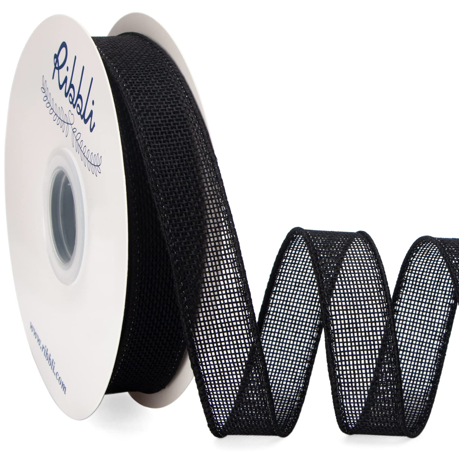 Snapklik.com : Black Burlap Wired Ribbon, 1” Inch X Continuous 20 Yard ...