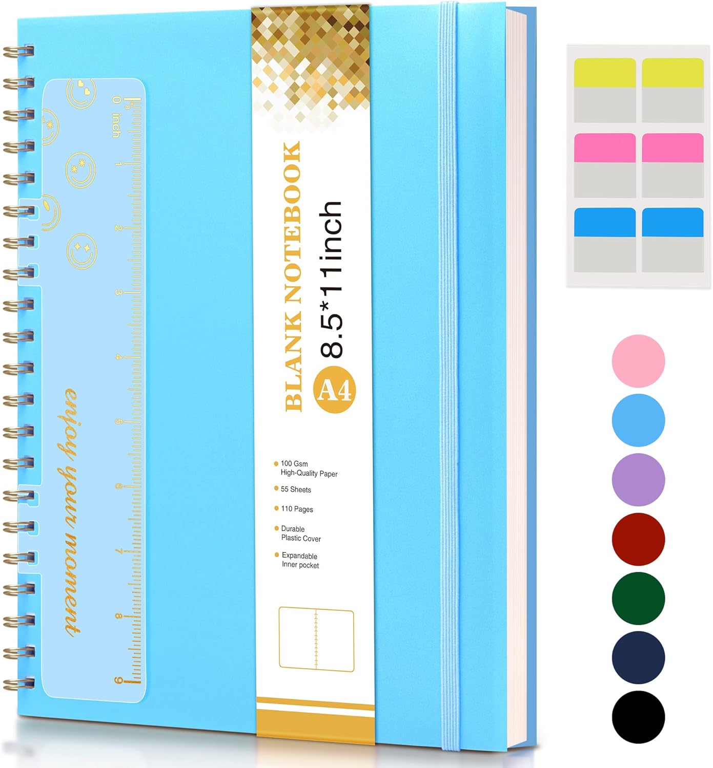 Amazon.com : Blank Spiral Notebook Journal 8.5” x 11”, A4 Large Sketch ...