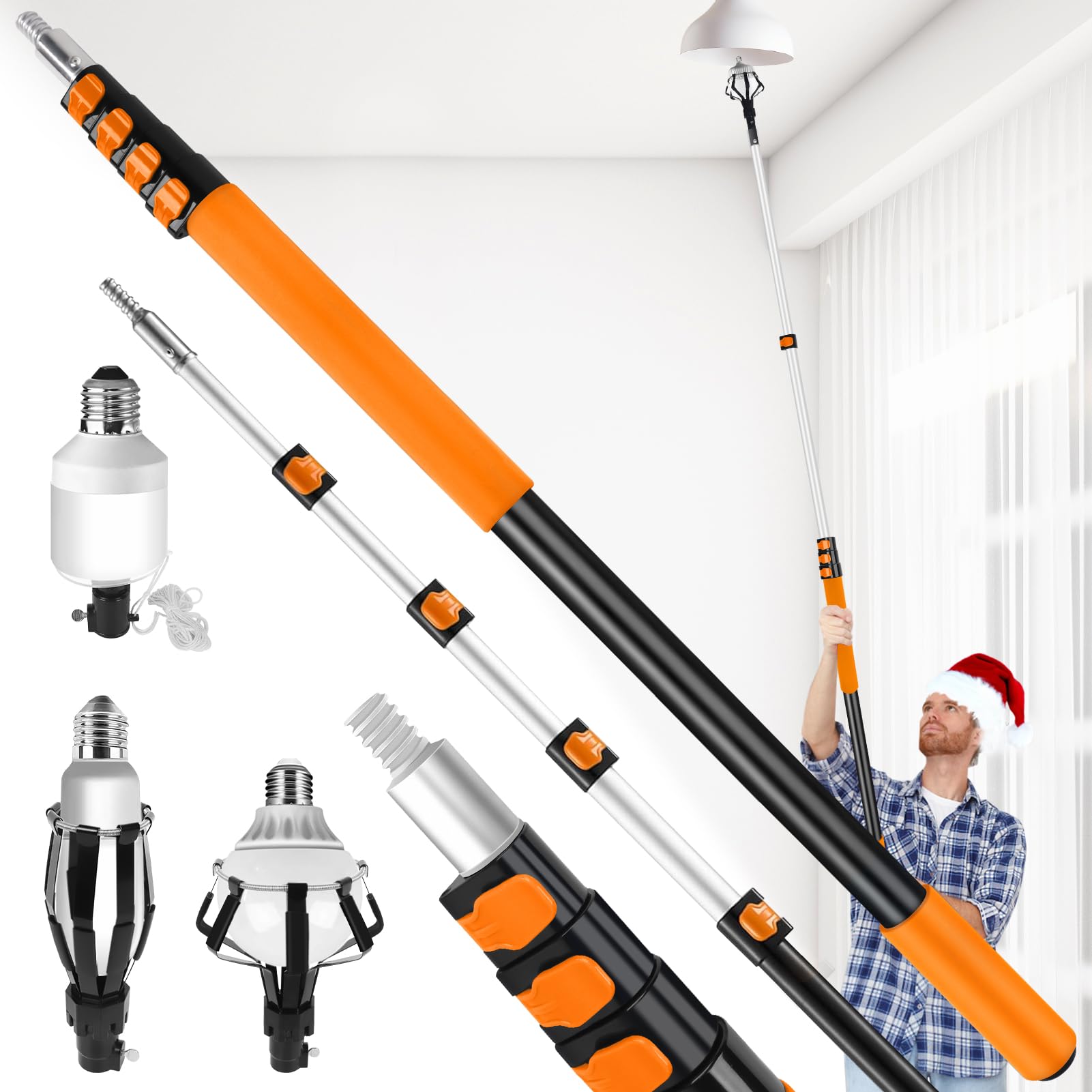 Light Bulb Changer,18FT Reach High Light Bulb Changer with Basket and ...