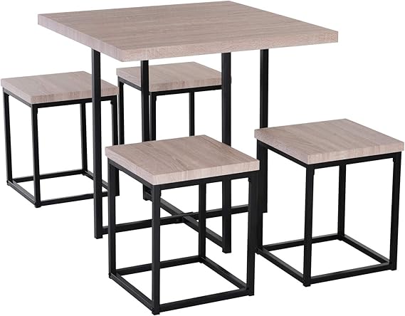 Amazon.com - HOMCOM 5 Piece Dining Table Set, Square Kitchen Table Set ...